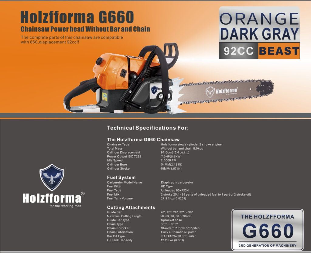 92cc Holzfforma G660 Gasoline Chainsaw - Welcome To Farmertec Canada!