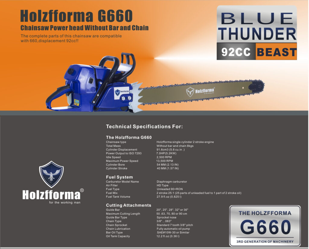 92cc Holzfforma Blue Thunder G660 Gasoline Chainsaw - Welcome To ...